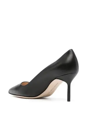 Manolo Blahnik 70mm Tora Leather Pumps - Black