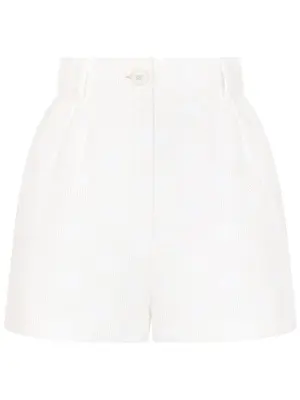 Dolce & Gabbana Logo-jacquard High-waisted Shorts - Neutrals