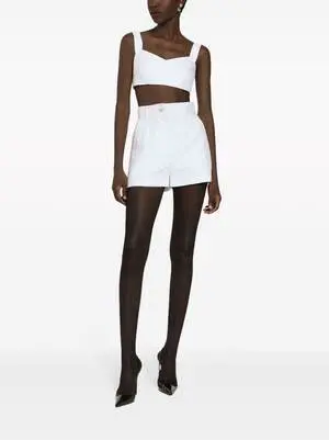 Dolce & Gabbana Logo-jacquard High-waisted Shorts - Neutrals
