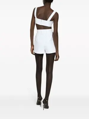 Dolce & Gabbana Logo-jacquard High-waisted Shorts - Neutrals
