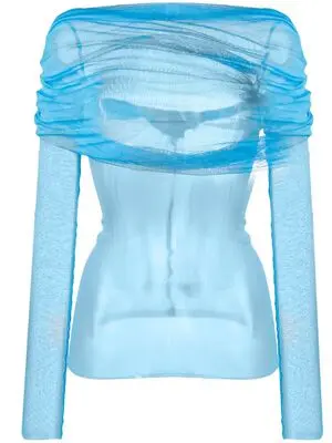 Christopher Esber Veiled Off-shoulder Silk Top