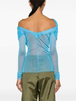 Christopher Esber Veiled Off-shoulder Silk Top