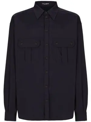 Dolce & Gabbana Pleat-detail Button-up Shirt - Blue