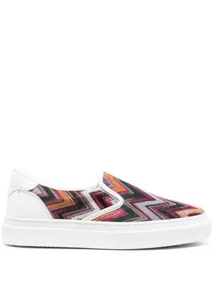 Missoni Zigzag-pattern Lurex Sneakers - White
