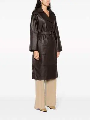 YVES SALOMON Double-breasted Leather Trench Coat