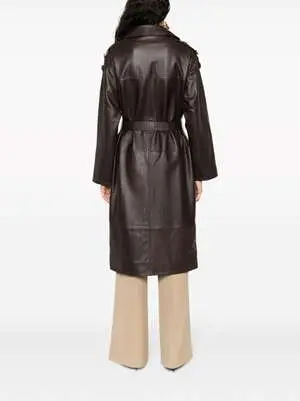 YVES SALOMON Double-breasted Leather Trench Coat