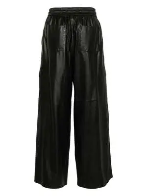 YVES SALOMON Wide-leg Leather Cargo Trousers - Black