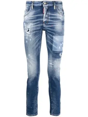 Dsquared2 Paint-splatter Distressed Skinny Jeans