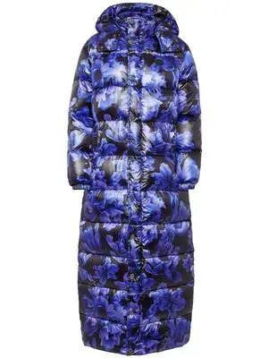 Philipp Plein Floral-print Feather-down Jacket - Blue