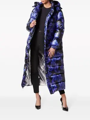 Philipp Plein Floral-print Feather-down Jacket - Blue