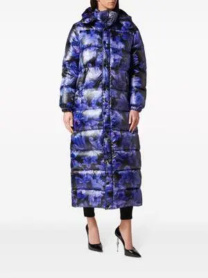 Philipp Plein Floral-print Feather-down Jacket - Blue