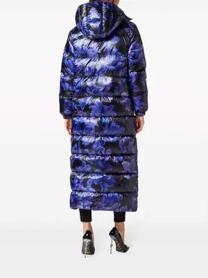 Philipp Plein Floral-print Feather-down Jacket - Blue