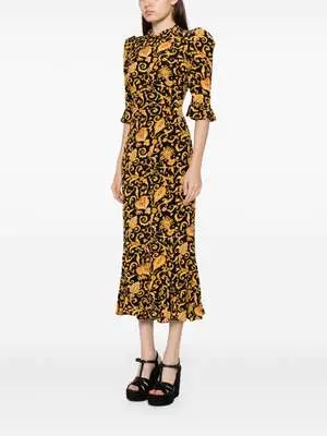 Rhode Felix Baroque-print Midi Dress