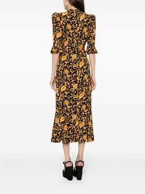 Rhode Felix Baroque-print Midi Dress
