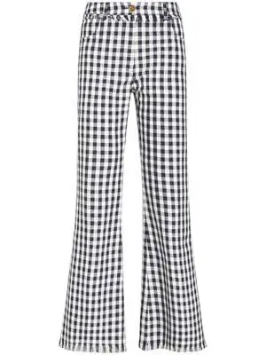 Etro Gingham-check Flared Trousers - Blue