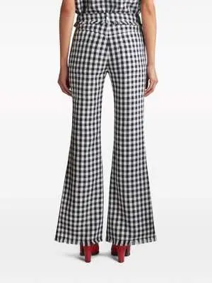 Etro Gingham-check Flared Trousers - Blue