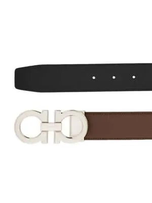 FERRAGAMO Gancini Buckle Reversible Leather Belt - Brown