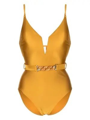 Zimmermann August Belted Swimsuit - Yellow