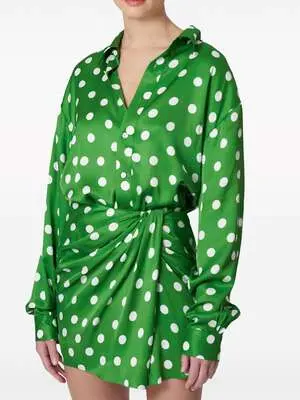 Carolina Herrera Polka-dot Print Ruched Skirt