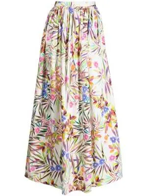 BAMBAH Floral Cotton Midi Skirt - Multicolour