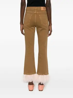 La DoubleJ Feather-trim Cropped Jeans