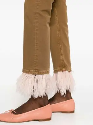 La DoubleJ Feather-trim Cropped Jeans