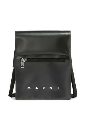 Marni Logo-print Press-stud Fastening Shoulder Bag - Black