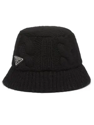 Prada Triangle-logo Wool Bucket Hat - Black