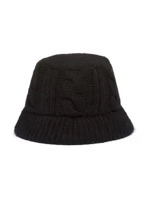 Prada Triangle-logo Wool Bucket Hat - Black