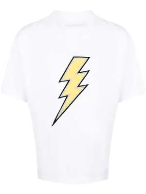 Neil Barrett Thunderbolt-embroidered Cotton T-shirt - White