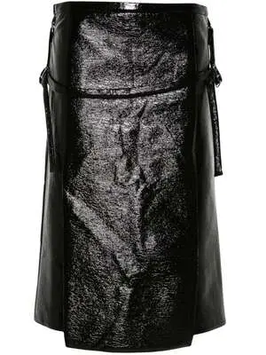 COURREGES Logo-embroidered Vinyl Midi Skirt