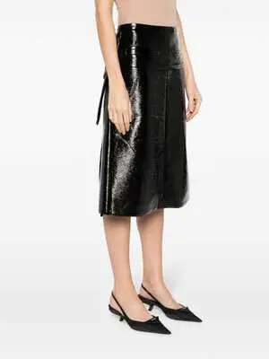 COURREGES Logo-embroidered Vinyl Midi Skirt