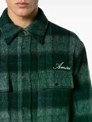 Amiri Embroidered-logo Plaid-patterned Shirt Jacket