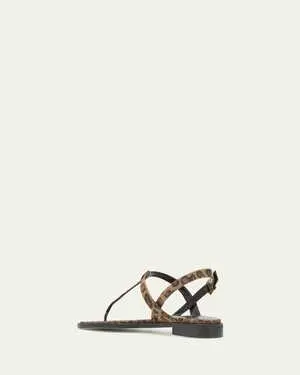 Manolo Blahnik Hata -print Thong Slingback Sandals - Leopard