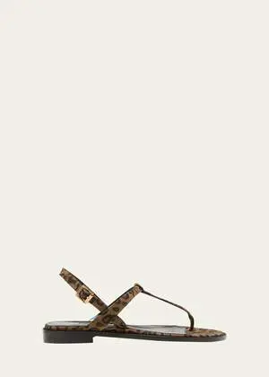 Manolo Blahnik Hata Leopard-Print Thong Slingback Sandals Ypri902d