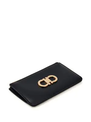 FERRAGAMO Gancini Leather Cardholder - Black