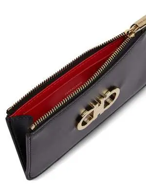 FERRAGAMO Gancini Leather Cardholder - Black