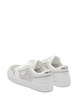 Prada Crystal-embellished Leather Sneakers - White