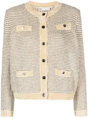 Tory Burch Metallic-thread Striped Cardigan - Neutrals