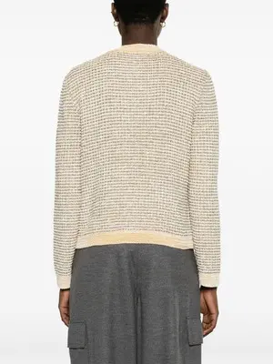 Tory Burch Metallic-thread Striped Cardigan - Neutrals