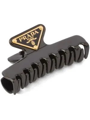 Prada Triangle-logo Claw Clip - Black