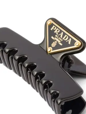 Prada Triangle-logo Claw Clip - Black