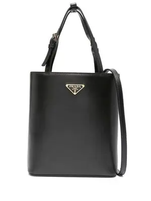 Prada PRADA Triangle Logo-appliqué Tote Bag - Nero