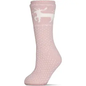 MEMOI Fleece Lined Slipper Socks - Pink