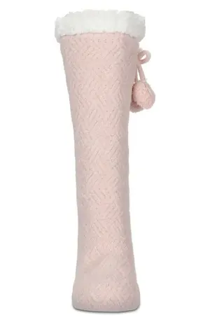 MEMOI Pompom Fleece Lined Slipper Socks
