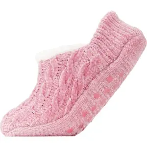 MEMOI MeMoi Cable Chenille Fleece-Lined Slipper Socks Pink