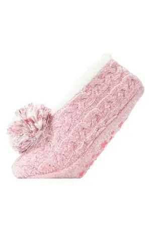 MEMOI Cable Chenille Slipper Socks - Pink