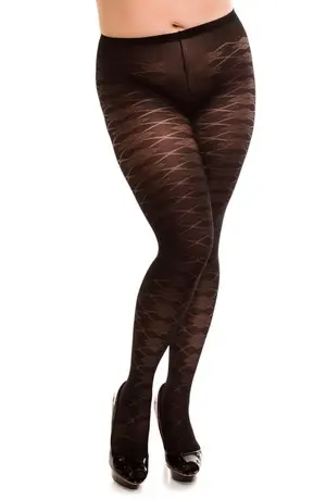 GLAMORY HOSIERY Dune 70 Argyle Tights - Black