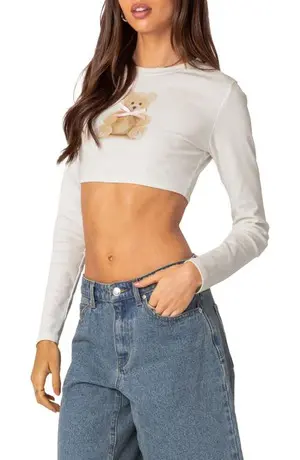 EDIKTED Teddy Bear Cropped Top
