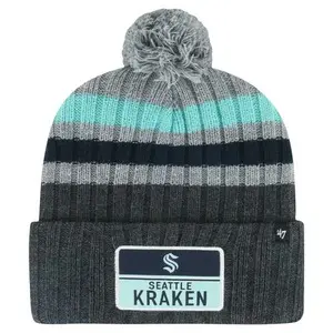 '47 Seattle Kraken Stack Patch Cuffed Knit Hat With Pom - Gray